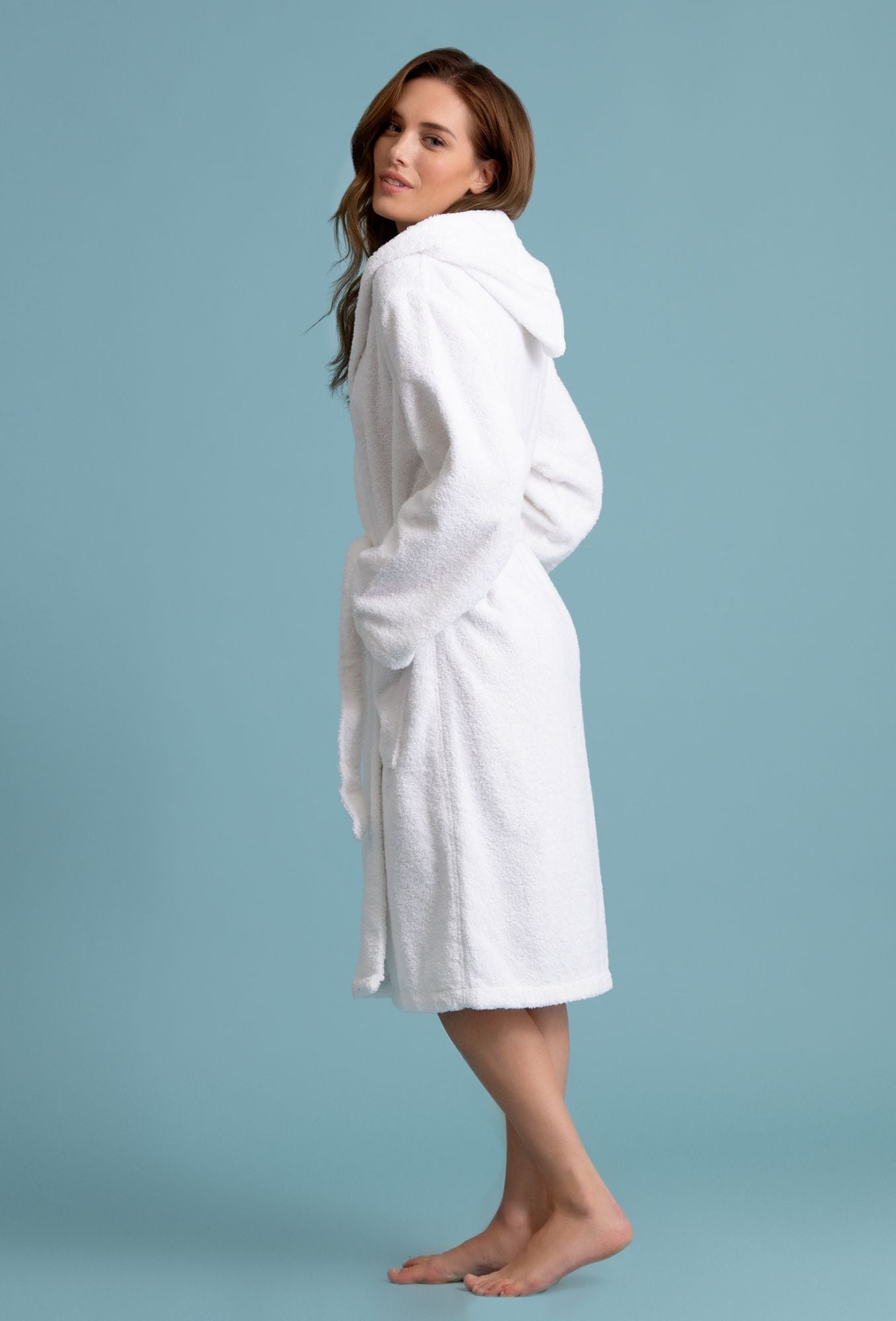 Women's Deluxe Turkish Hooded Cotton Loop terry weave Bathrobe Cotton ...